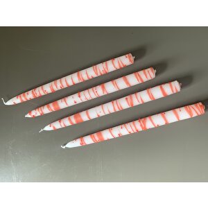 Gizemli Home 4 Lü Set Kırmızı Zebra Desen Şamdan Mumu | Mum