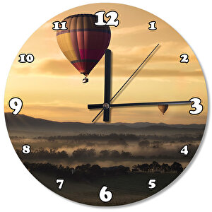 Cakasaat Uçan Balonlar Yolculuk Ahşap Duvar Saati | Duvar Saatleri
