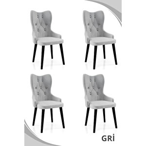 Haman 4 Adet Lord Seri̇si̇ Baby Face Kumaş Si̇yah Ahşap Gürgen Ayakli Sandalye | Mutfak Sandalyeleri