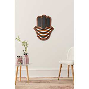 Dark Flamingo El Yapımı Ahşap Üç Boyutlu Fatma Ana Hamsa Eli Duvar Süsü ...