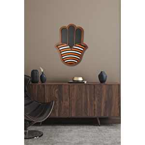 Dark Flamingo El Yapımı Ahşap Üç Boyutlu Fatma Ana Hamsa Eli Duvar Süsü ...