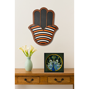 Dark Flamingo El Yapımı Ahşap Üç Boyutlu Fatma Ana Hamsa Eli Duvar Süsü ...