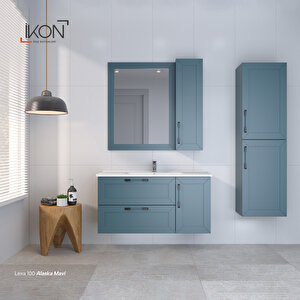 İkon Duş Sistemleri Lexa Banyo Dolabi, Alaska Mavi̇ 100 Cm | Aynalı ...